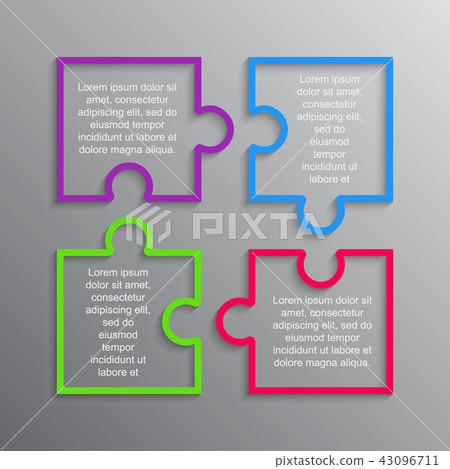The Puzzle Infographics Square Four Steps Puzzle. - Stock Illustration ...