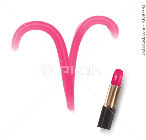 Aries Zodiac sign write by Lipstick pink color - Stock Illustration ...