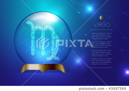 Virgo Zodiac sign in Magic glass ball, Fortune - Stock Illustration ...