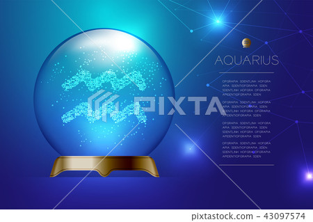 Aquarius Zodiac sign in Magic glass ball, Fortune - Stock Illustration ...