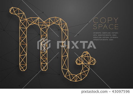Scorpio Zodiac sign wireframe Polygon golden frame-插圖素材 [43097596 ...