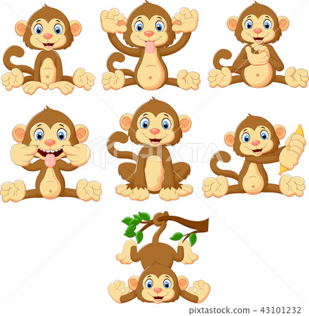 Cartoon monkeys collection set - Stock Illustration [43101232] - PIXTA