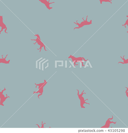 Seamless pattern small pink horses on gray - Stock Illustration ...