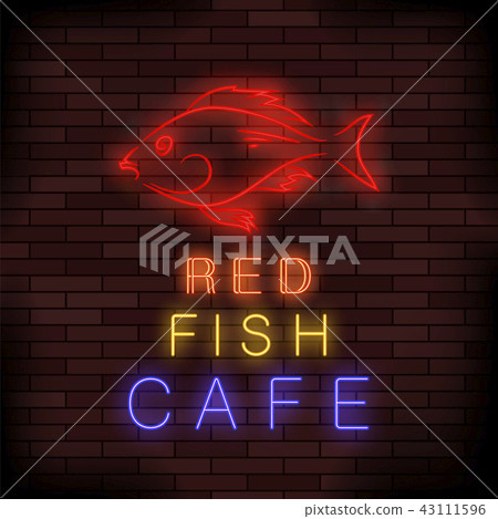 Colorful Neon Fish Food Sign - Stock Illustration [43111596] - PIXTA