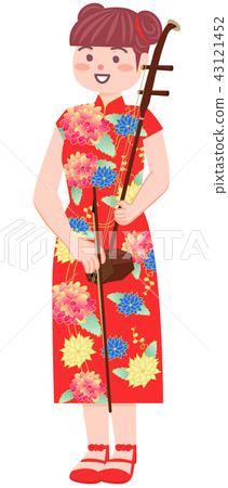 A woman with erhu - Stock Illustration [43121452] - PIXTA