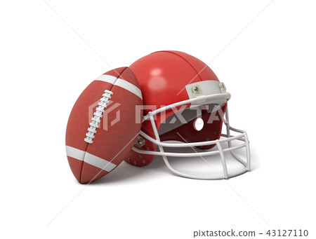 3d rendering of a red American football helmet... - Stock Illustration ...