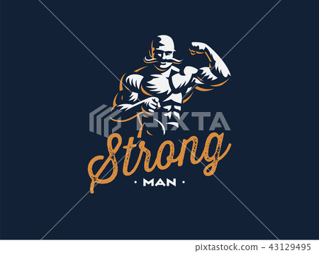 A vintage strong man with a mustache. - Stock Illustration [43129495 ...