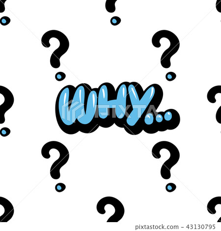 Vector seamless pattern with blue word WHY - Stock Illustration ...
