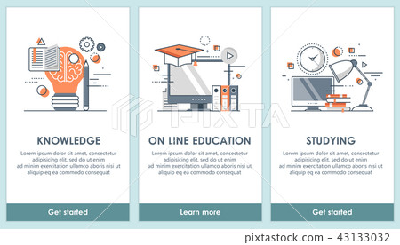 Flat design educational app screens - Stock Illustration [43133032] - PIXTA