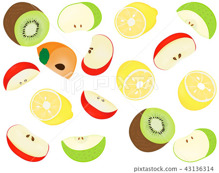 Fruit cut illustration background - Stock Illustration [43136314] - PIXTA