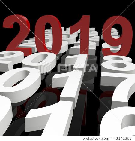 Red year 2019 stands between white year numbers - Stock Illustration ...
