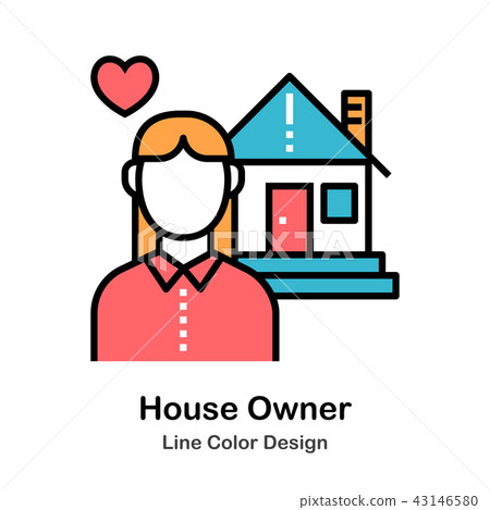 House Owner Line Color Icon - Stock Illustration [43146580] - PIXTA