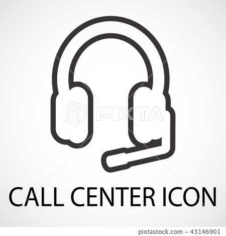 Simple call center line art icon, vector - Stock Illustration [43146901 ...