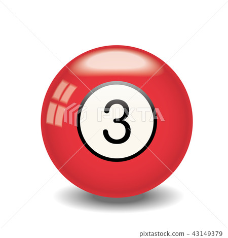 Billiard ball (color ball) No. 3 | Red |... - Stock Illustration ...