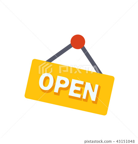 Open Sign Flat Icon - Stock Illustration [43151048] - PIXTA