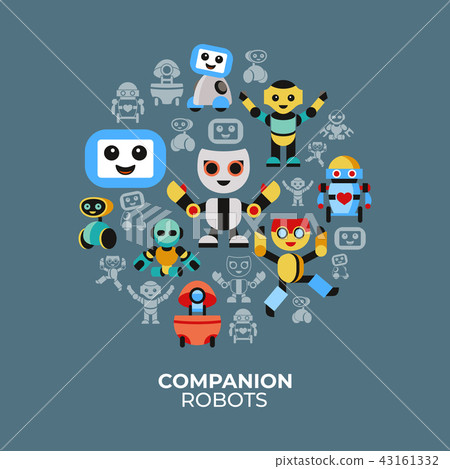 Digital vector companion robots icons set - Stock Illustration ...