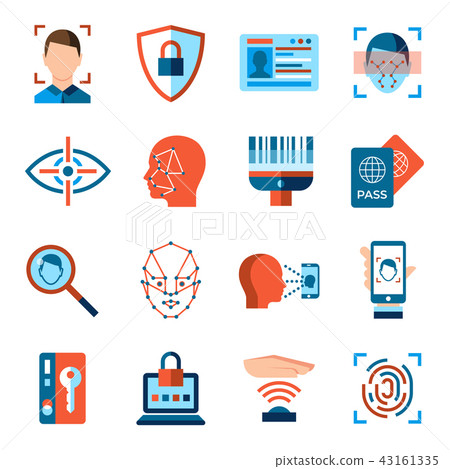 Digital vector facial recognition icons set - Stock Illustration ...