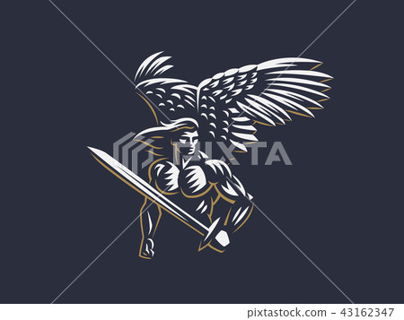 Angel man. Vector emblem. - Stock Illustration [43162347] - PIXTA