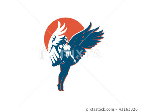 Angel man. Vector emblem.-插圖素材 [43163326] - PIXTA圖庫
