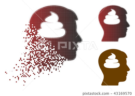 Shredded Pixelated Halftone Shit Brains Head Icon - Stock Illustration ...