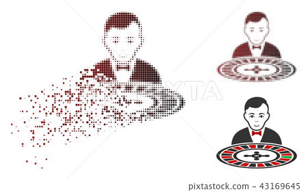Dispersed Pixelated Halftone Roulette Dealer Icon - Stock Illustration ...
