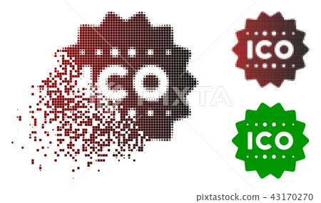 Decomposed Pixel Halftone ICO Token Icon - Stock Illustration [43170270 ...