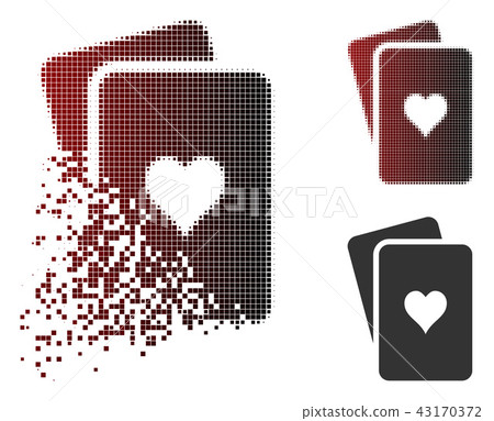 Dissipated Pixel Halftone Hearts Playing Cards... - Stock Illustration ...