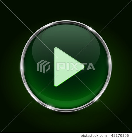 Play button. Green 3d icon on dark green... - Stock Illustration ...