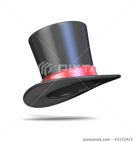 Magic hat with red ribbon 3D render - Stock Illustration [43172423] - PIXTA
