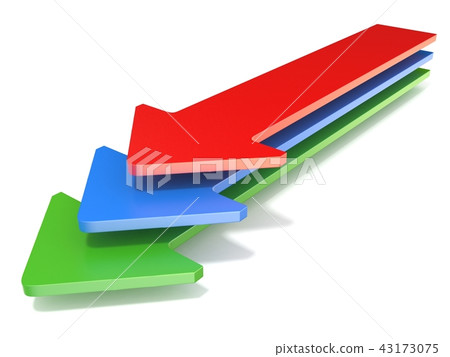 Three arrows, showing one direction toward. 3D - Stock Illustration ...
