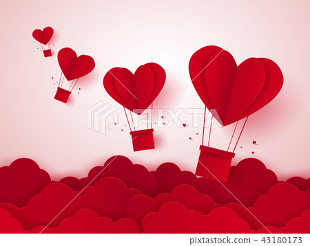 Valentines day , Hot air balloon in a heart shape - Stock Illustration ...