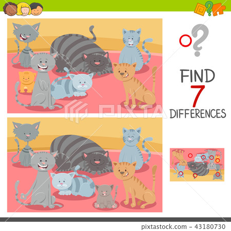 find differences game with cat characters - Stock Illustration ...