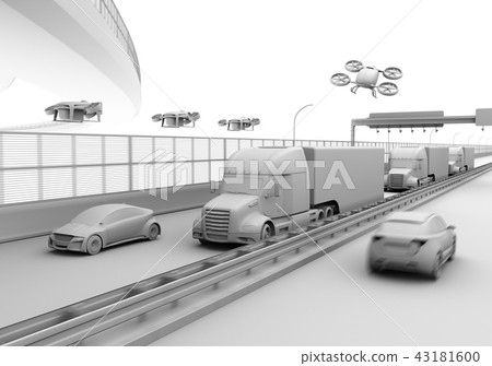 Clay rendering image of fuel cell trucks... - Stock Illustration ...