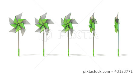 Five angles views of five sided pinwheel. 3D - Stock Illustration ...