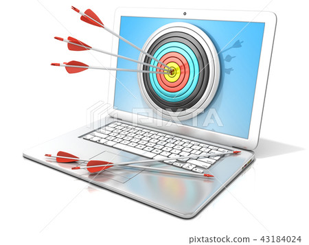 Laptop with archery target and arrows - Stock Illustration [43184024 ...