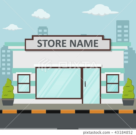 Flat design store front with place for name - Stock Illustration ...