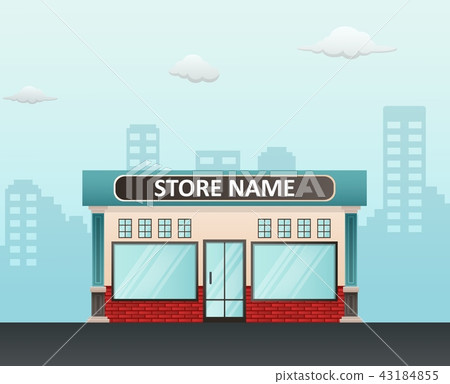 Flat design store front with place for name - Stock Illustration ...