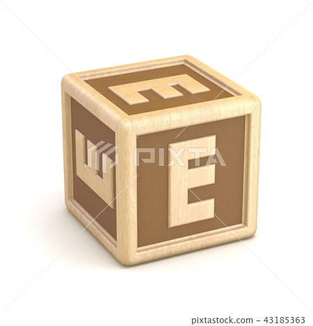 Letter E wooden alphabet blocks font rotated. 3D - Stock Illustration ...