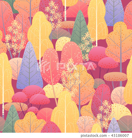 Seamless Pattern with Autumn Forest - Stock Illustration [43186007] - PIXTA