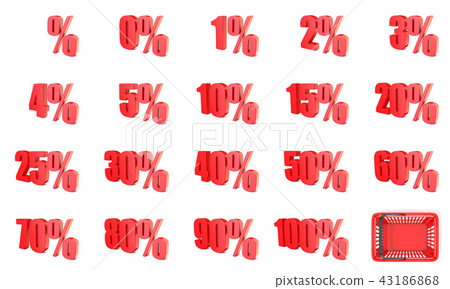 Red percentage sign collection. 3D - Stock Illustration [43186868] - PIXTA