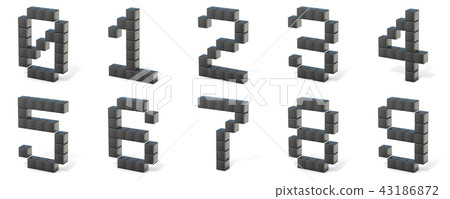 8 bit font. Numbers. 3D-插圖素材 [43186872] - PIXTA圖庫