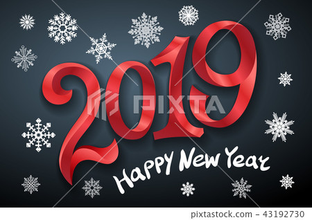 Happy New Year 2019. Greeting card. Red number - Stock Illustration ...