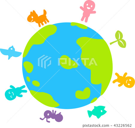 Image of the earth and illustrations of living... - Stock Illustration ...