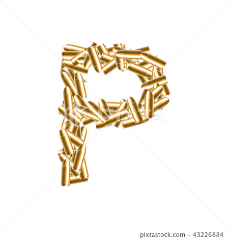 Alphabet bullet set letter P gold color - Stock Illustration [43226884 ...