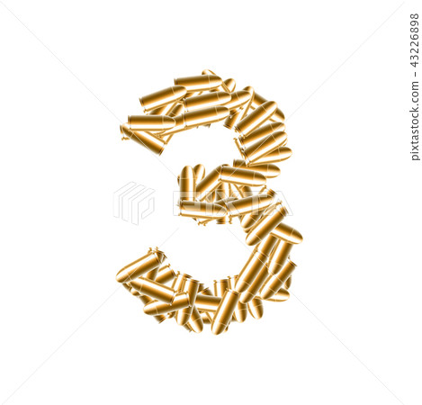 The letter number three or 3 gold color - Stock Illustration [43226898 ...