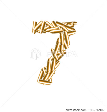 The letter number seven or 7 gold color - Stock Illustration [43226902 ...