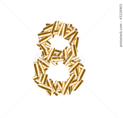 The letter number eight or 8 gold color-插圖素材 [43226903] - PIXTA圖庫