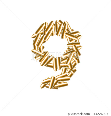 The letter number nine or 9 gold color - Stock Illustration [43226904 ...
