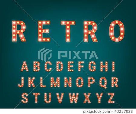 Retro font with light bulbs - Stock Illustration [43237028] - PIXTA