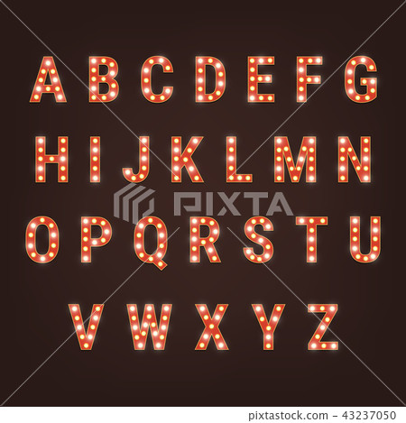 Retro font with light bulbs - Stock Illustration [43237050] - PIXTA